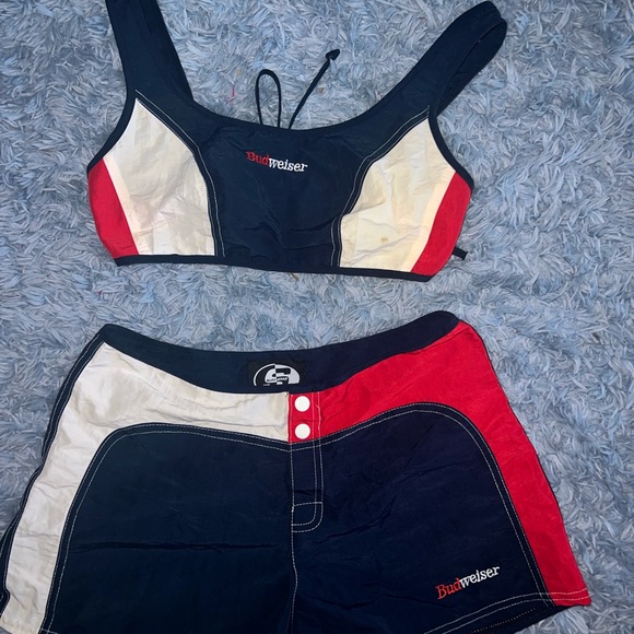 Budweiser | Swim | Vintage Budweiser Red White And Navy Swim Activewear ...